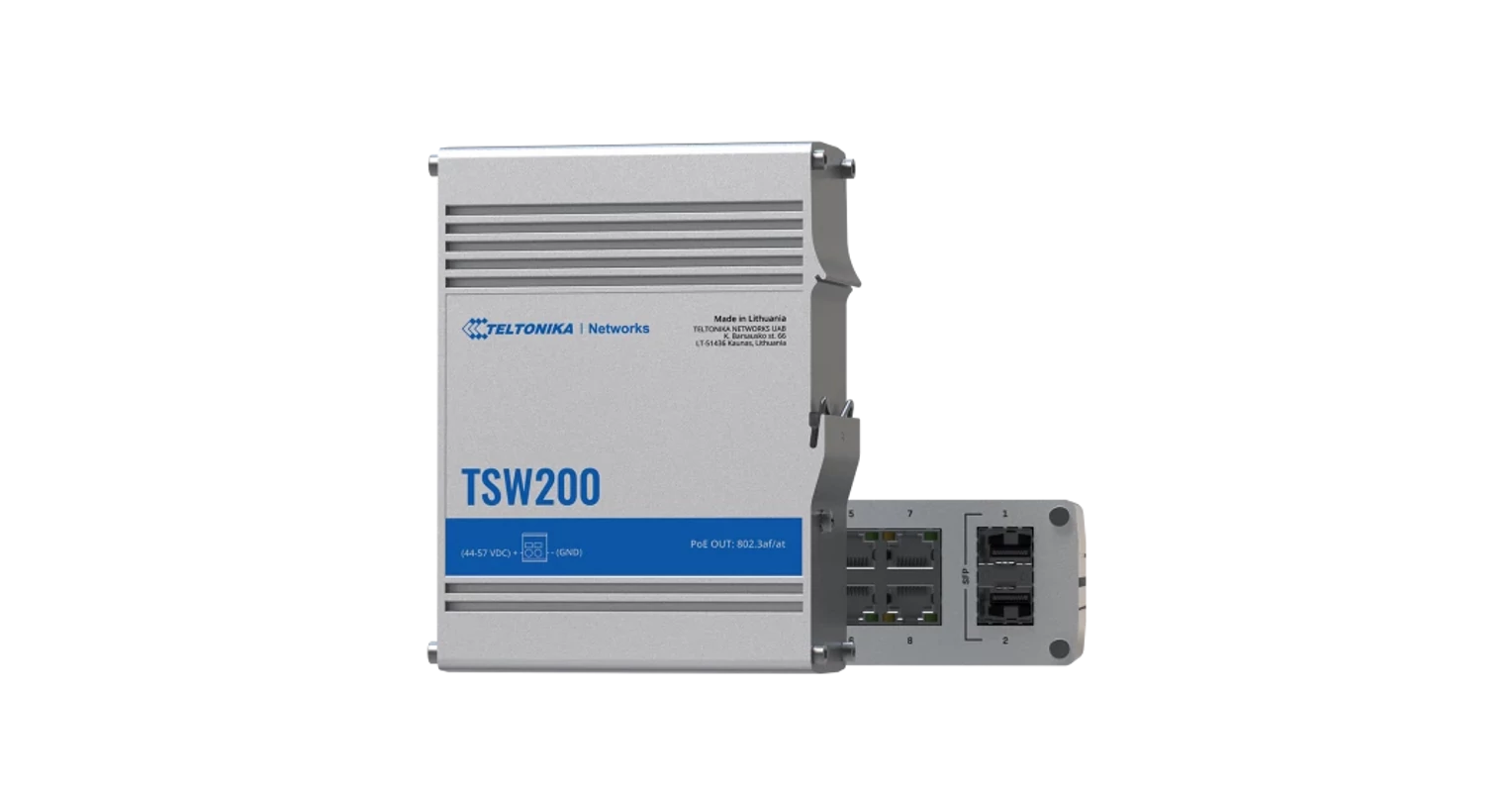 TSW200 Ipari Switch 8 x Gigabit Ethernet port és 2 x SFP port POE+ ...